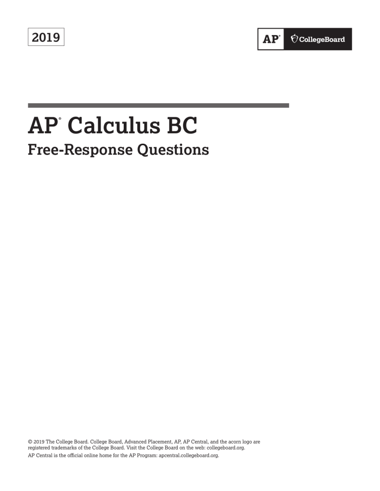 2019 AP Calculus BC Free-Response Questions