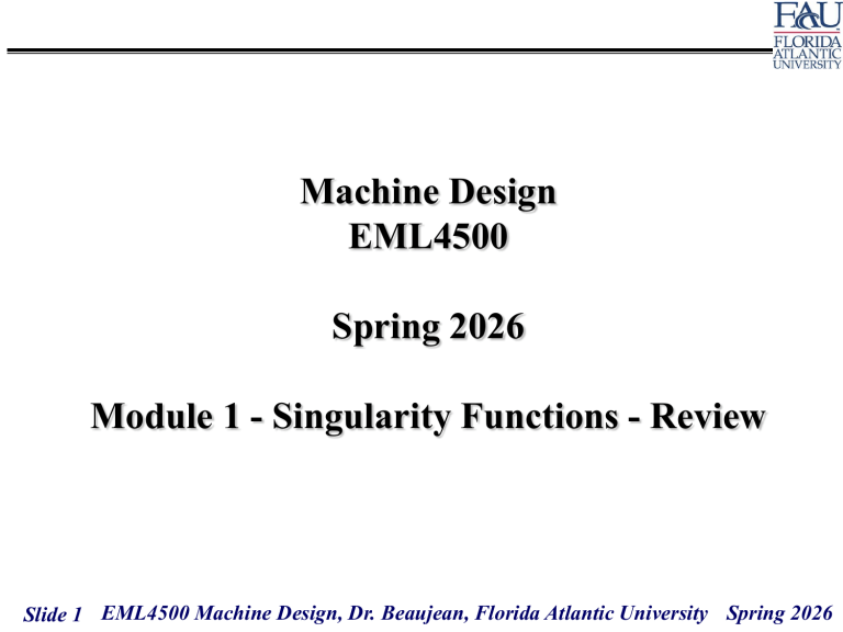 Machine Design: Singularity Functions Review