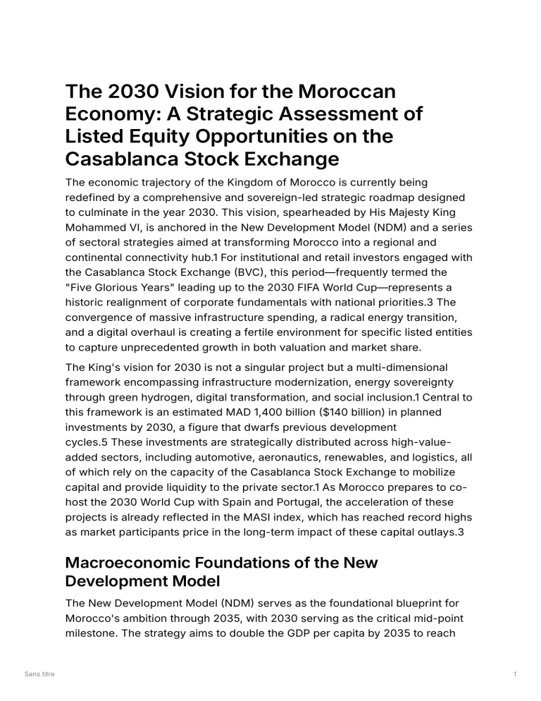 Morocco 2030 Vision: Strategic Equity Opportunities on Casablanca Stock ...
