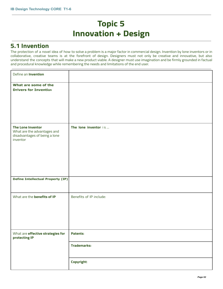 IB Design Technology: Innovation + Design