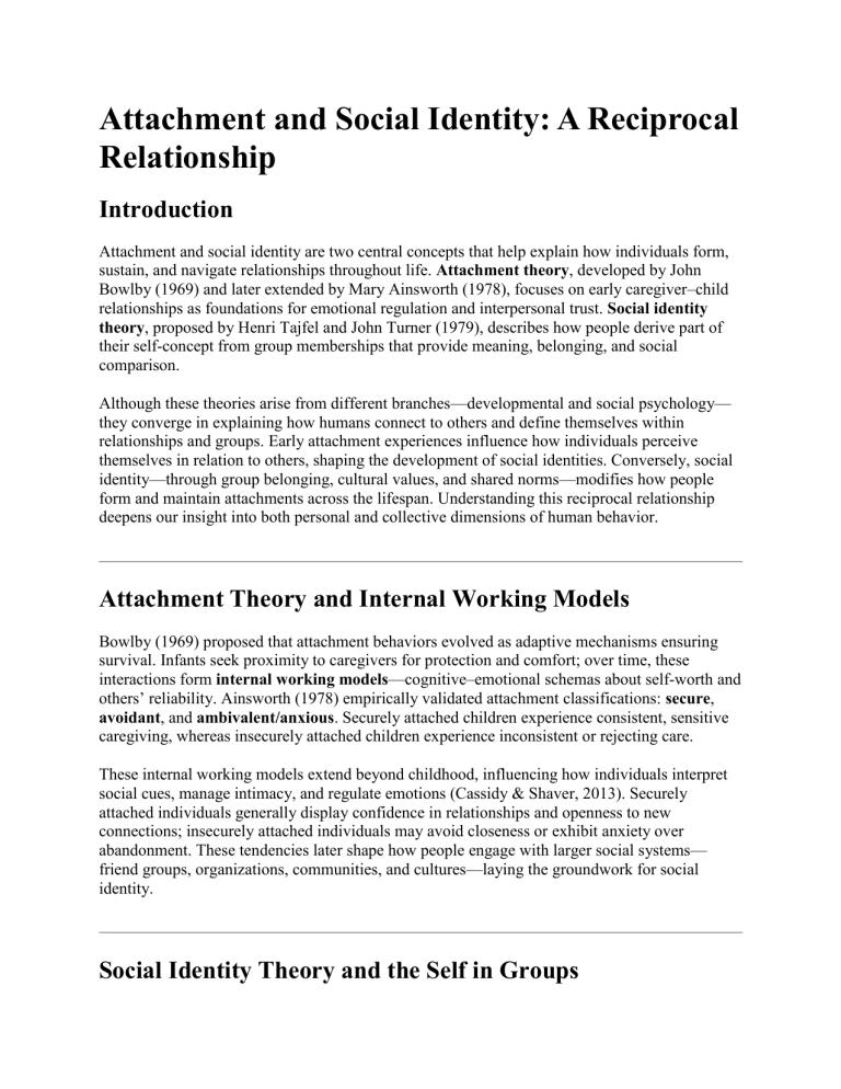 Attachment and Social Identity: A Reciprocal Relationship
