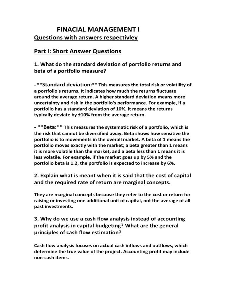 Financial Management I Q&A Guide