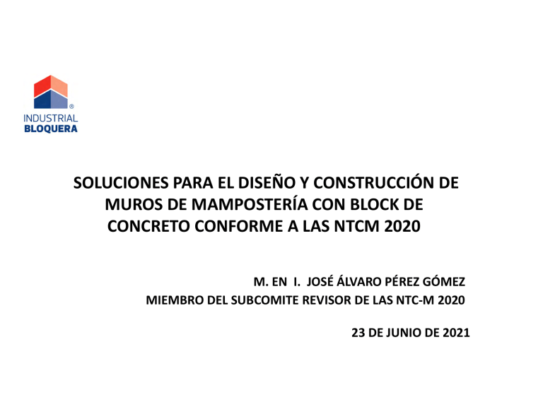 Diseño de Mampostería de Concreto NTCM 2020