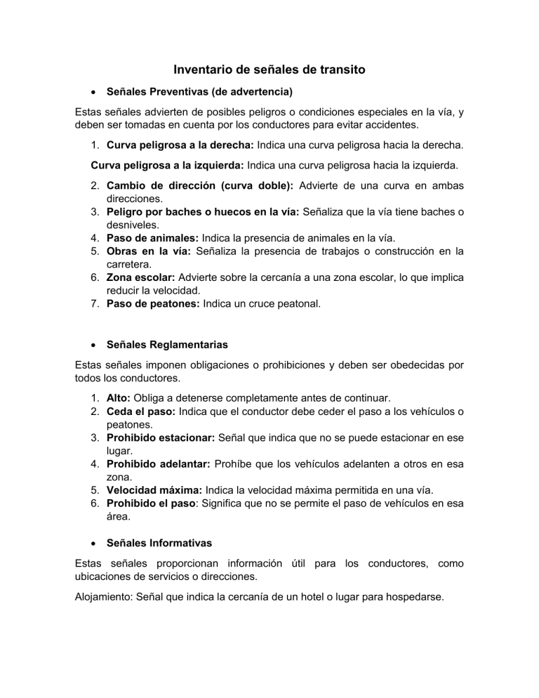 Inventario de señales de tránsito: Guía completa