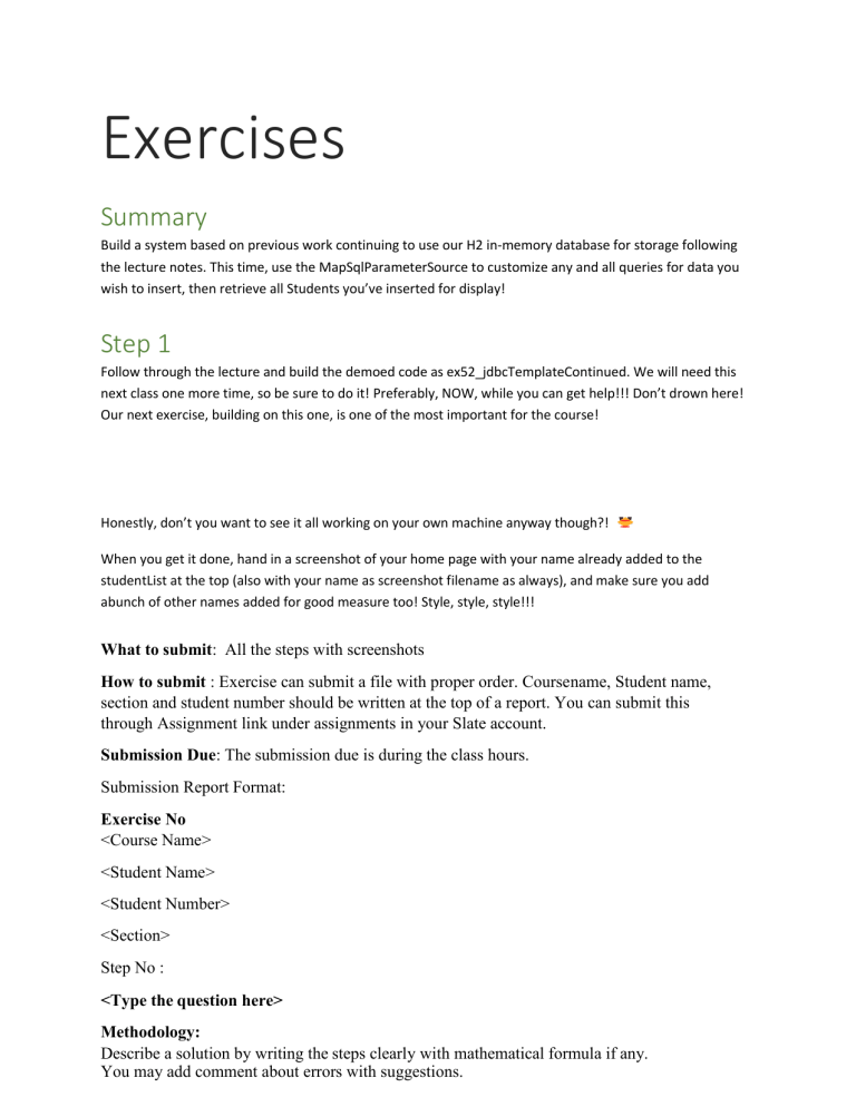 Database Programming Exercise: Using MapSqlParameterSource