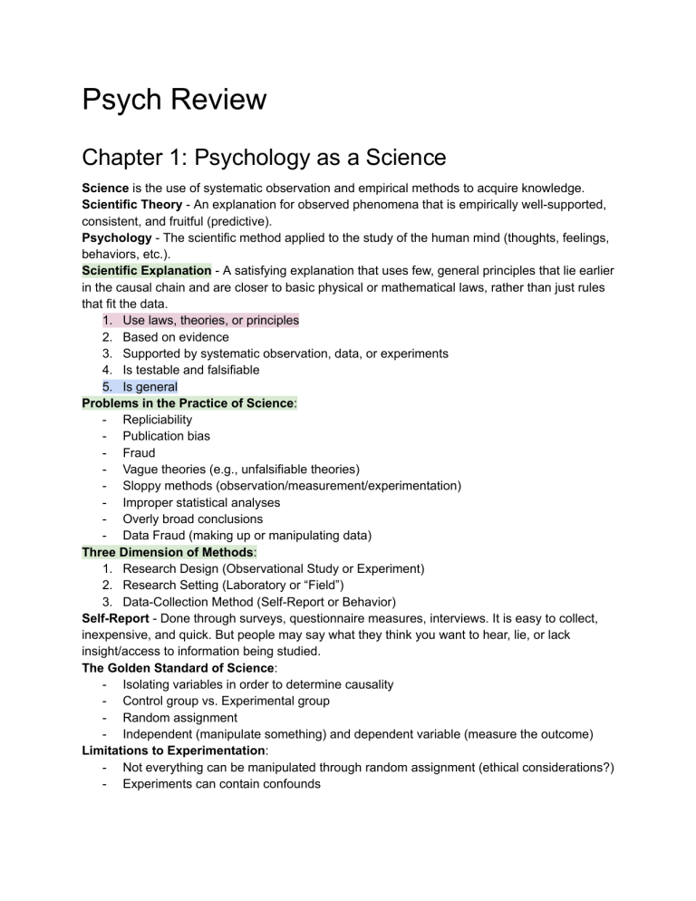 Psychology Review: Study Guide on Brain, Learning & Social Behavior