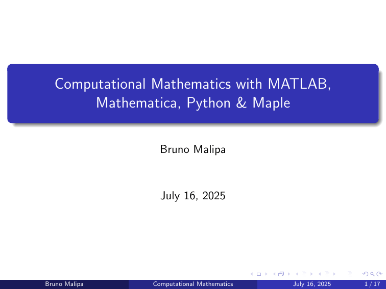 Computational Mathematics with MATLAB, Mathematica, Python & Maple