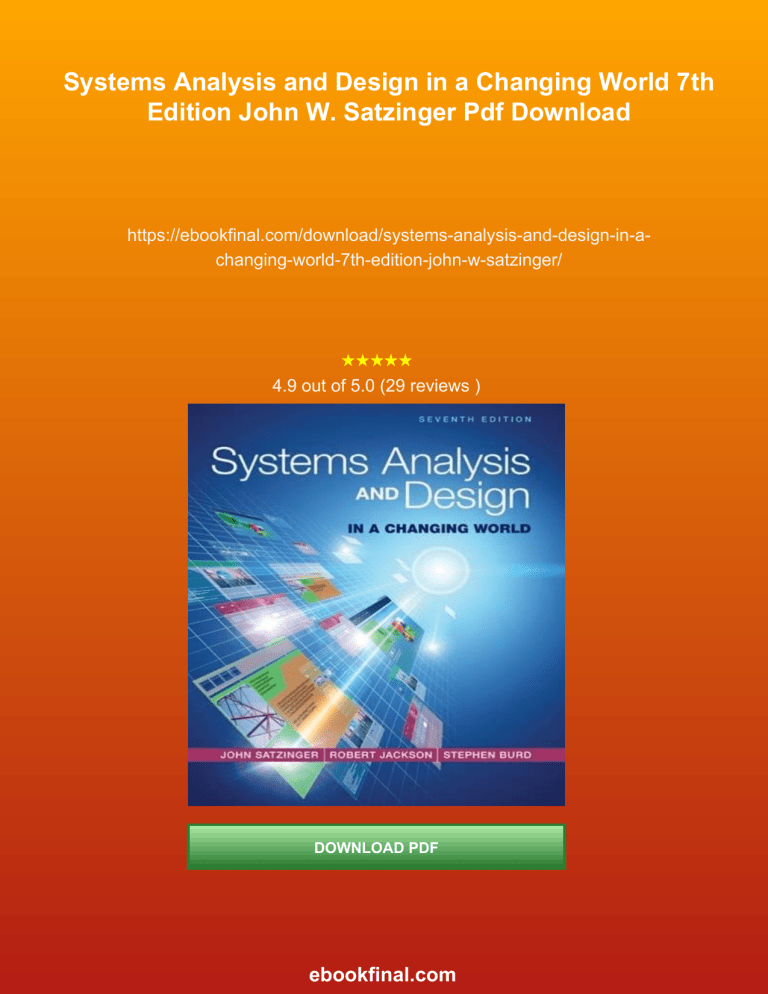 Systems Analysis and Design 7th Edition Satzinger PDF