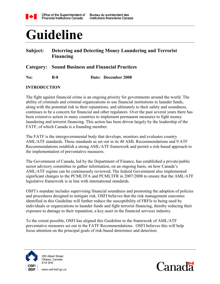 OSFI AML/ATF Compliance Guide B-8