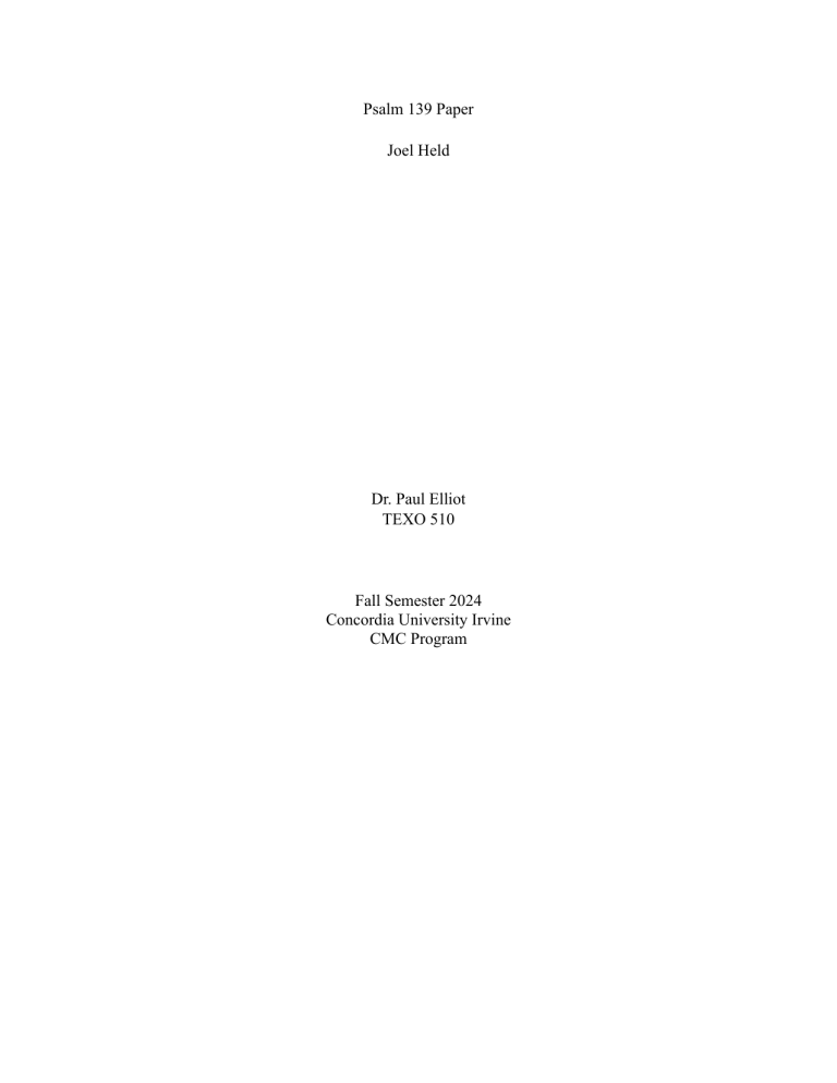 Psalm 139 Exegesis: Theology and Literary Analysis