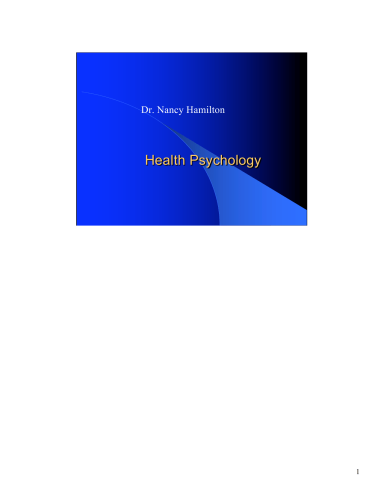 Health Psychology Course Syllabus by Dr. Nancy Hamilton
