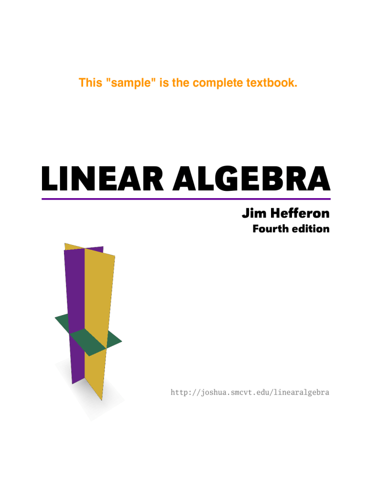 Linear Algebra Textbook by Jim Hefferon (4th Ed.)