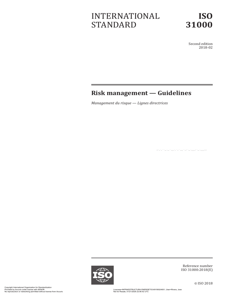 ISO 31000:2018 Risk Management Guidelines