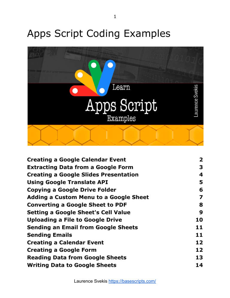 Google Apps Script Coding Examples