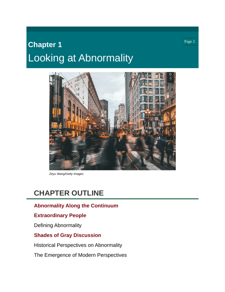 Abnormal Psychology Chapter 1