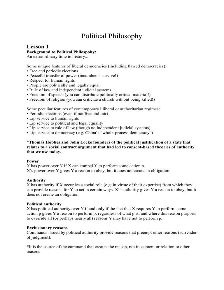 Political Philosophy Lesson 1: Foundations of Authority