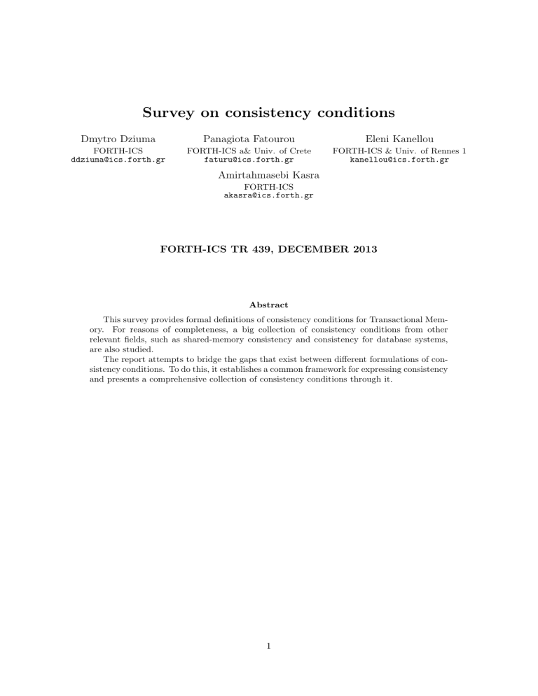 Survey on Consistency Conditions in TM