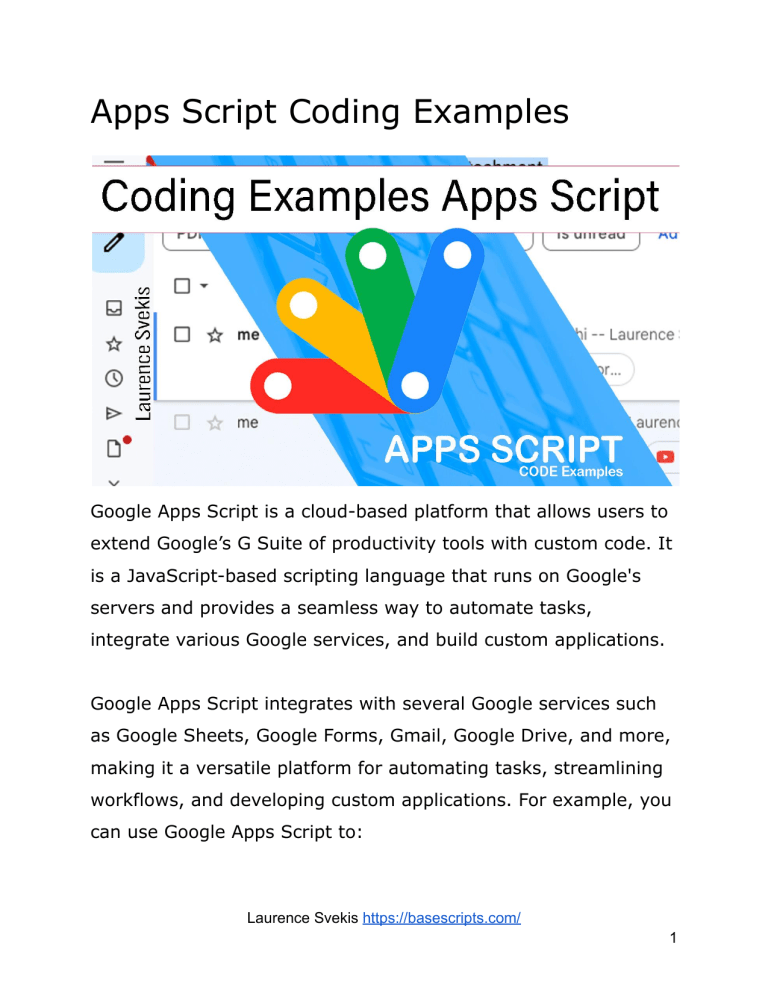 Google Apps Script Coding Examples & Tutorials