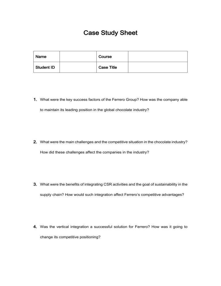 Ferrero Group Business Strategy Case Study