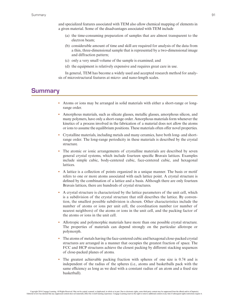 Chapter 3: Atomic and Ionic Arrangements