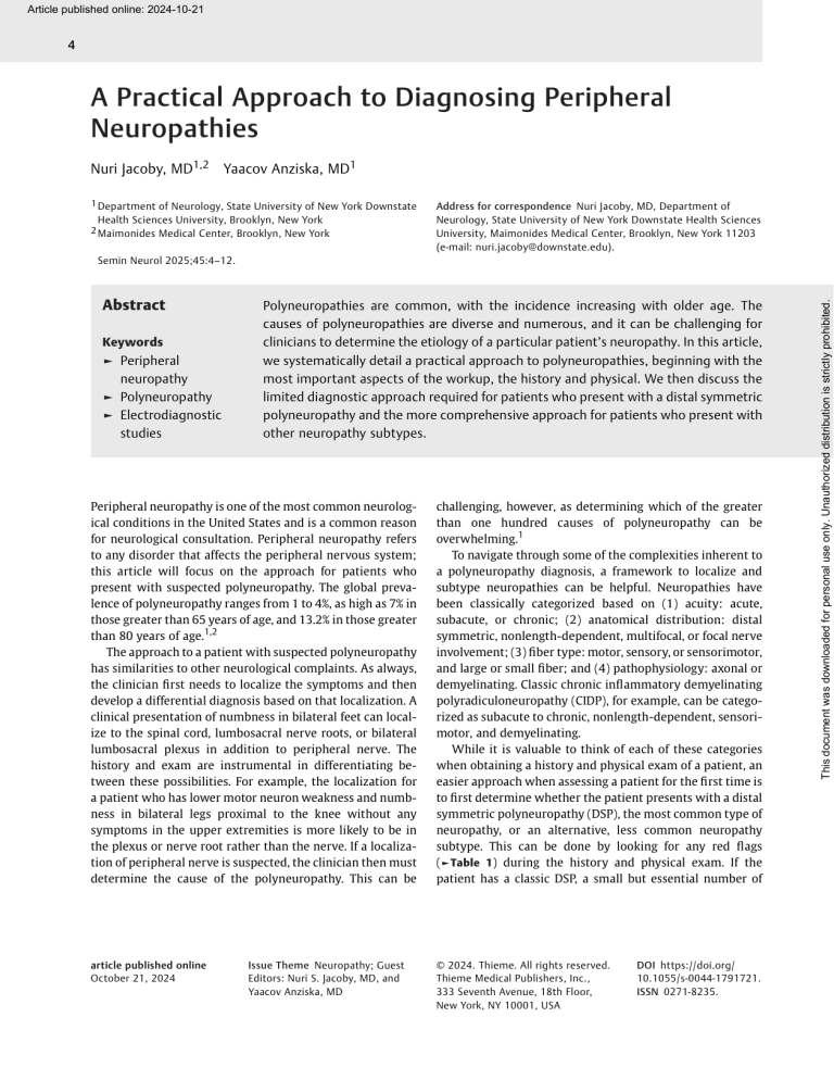 Diagnosing Peripheral Neuropathies: A Practical Guide