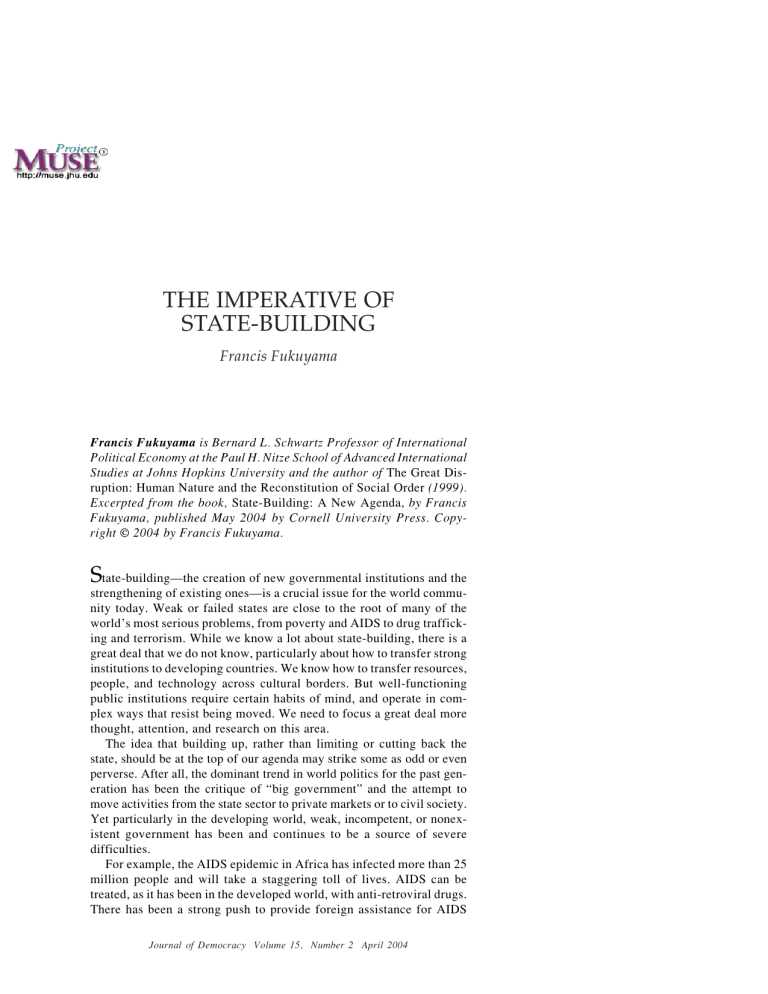 State-Building: Governance and Institutional Strength