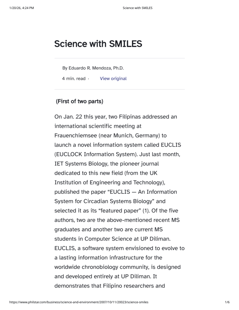 Science with SMILES: Filipino Research in Chronobiology