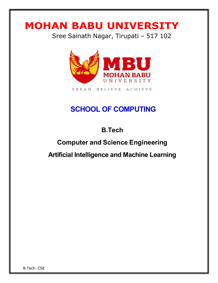 Computer Networks Course Syllabus - Mohan Babu University