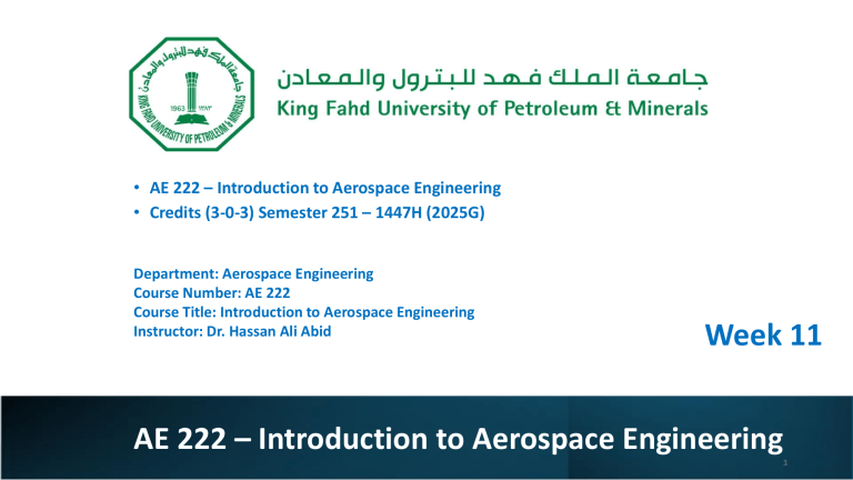 Aerospace Engineering Course: Aircraft Performance & Stability