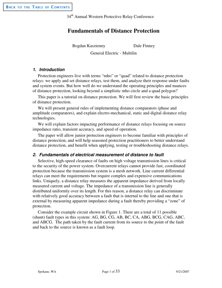 Fundamentals of Distance Protection - Conference Paper
