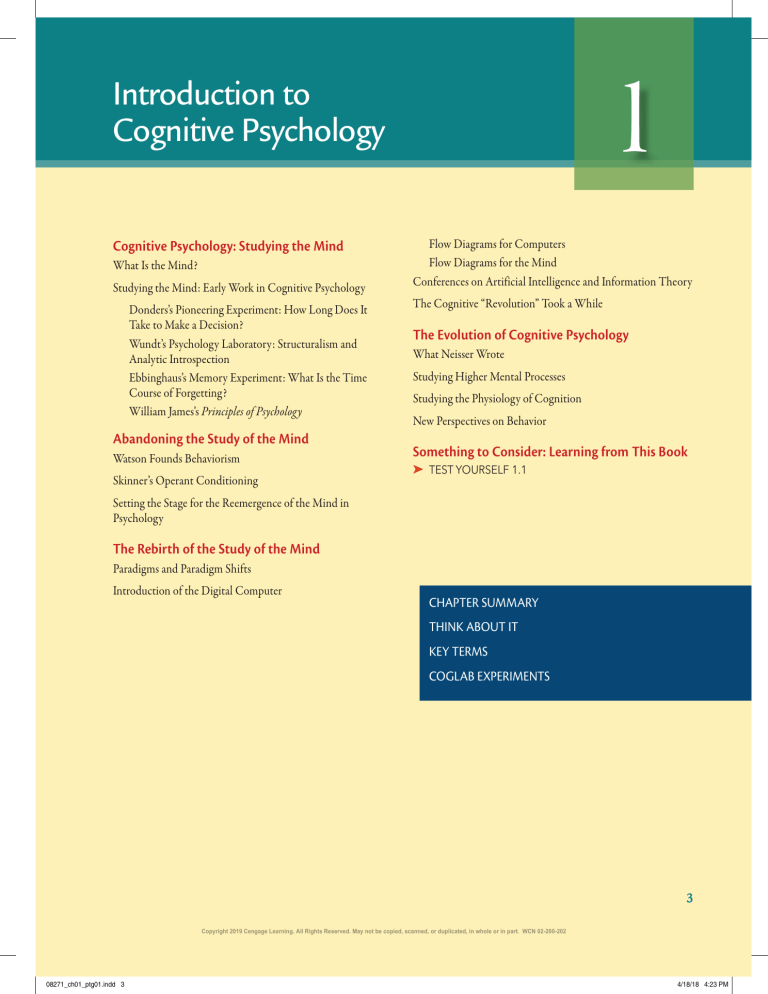 Introduction to Cognitive Psychology Chapter 1