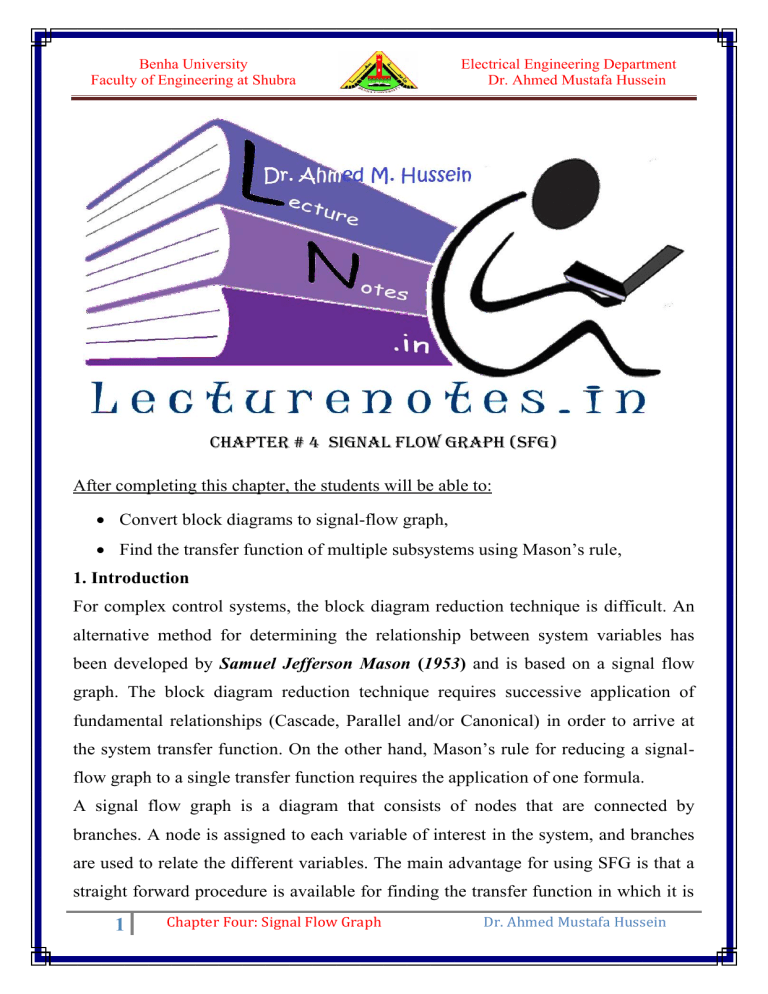Signal Flow Graphs and Mason's Rule - Control Systems Lecture Notes