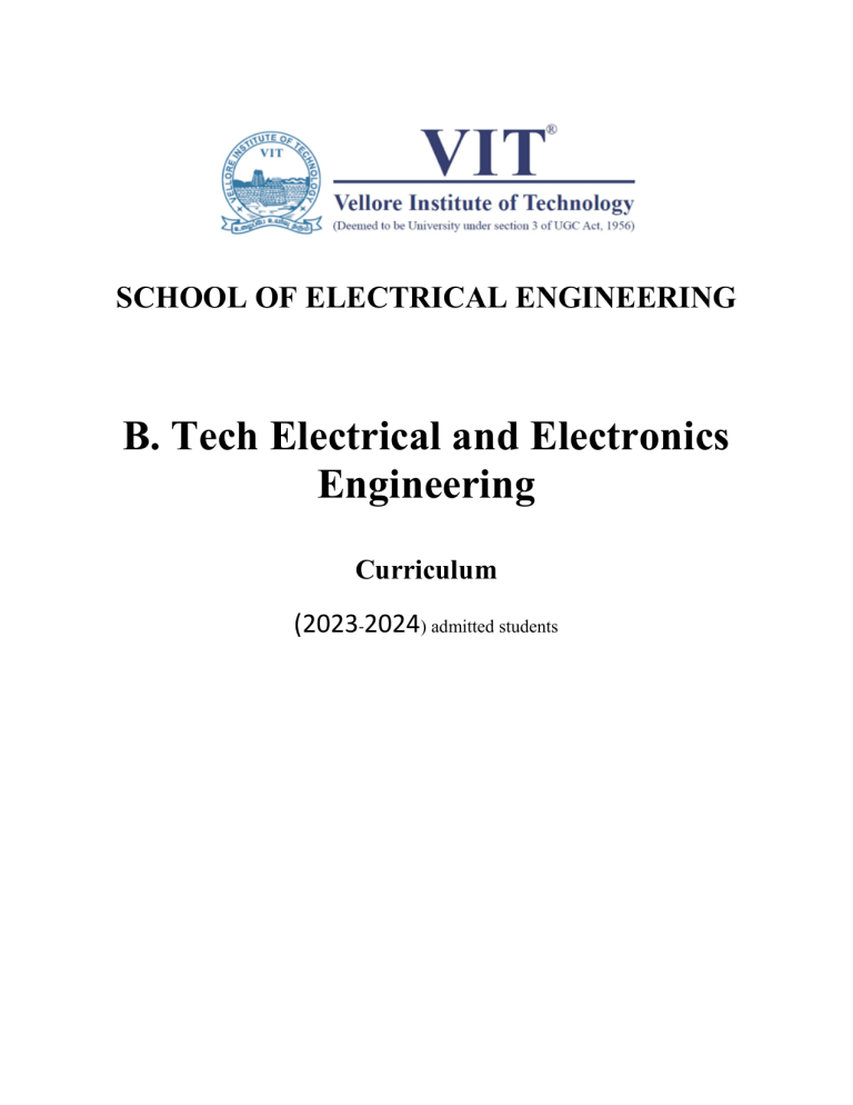 VIT B.Tech Electrical Engineering Curriculum 2023-24
