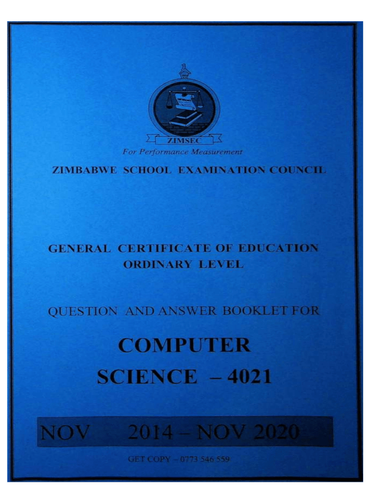 ZIMSEC O Level Computer Science 4021 Exam Papers 2014-2020