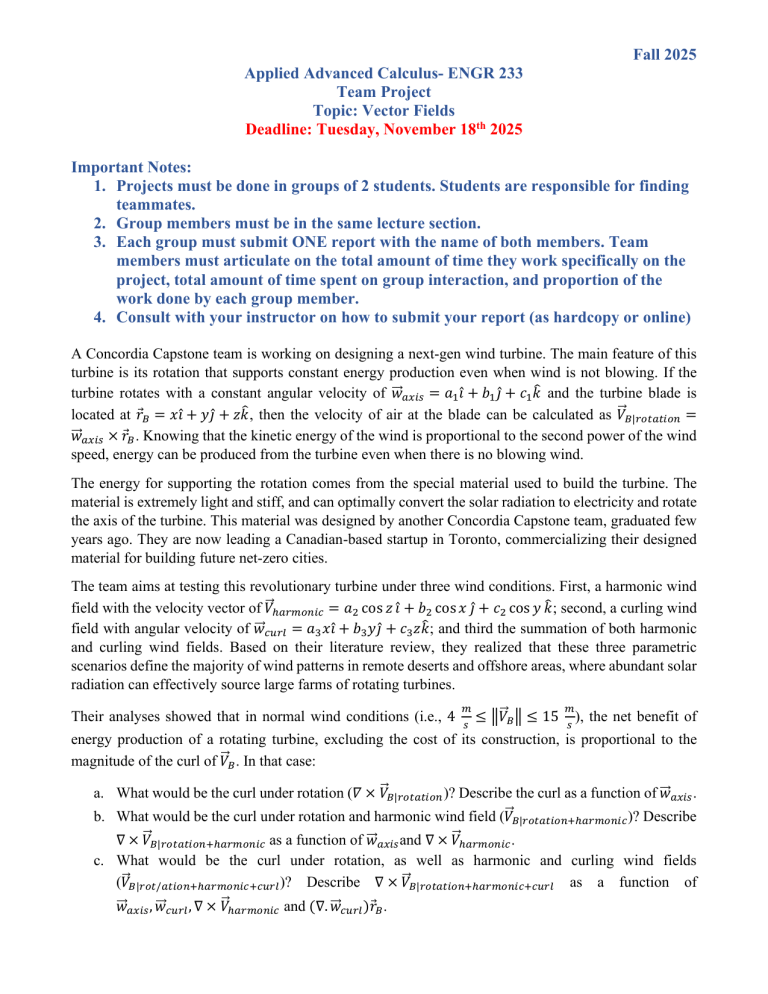 Applied Advanced Calculus Vector Fields Project