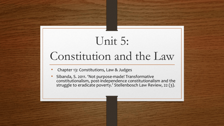 Unit 5: Constitution and the Law - Chapter 13