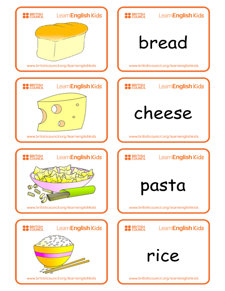LearnEnglish Kids Food Vocabulary Flashcards
