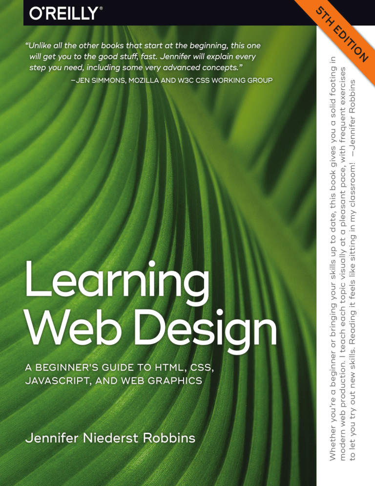 Learning Web Design: Beginner's Guide to HTML, CSS, JavaScript, Web Graphics