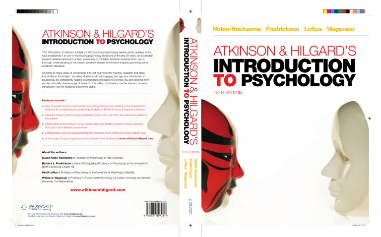 Atkinson & Hilgard's Introduction to Psychology 15th Edition