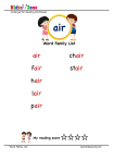 Kindergarten Reading Worksheet: -air Word Family