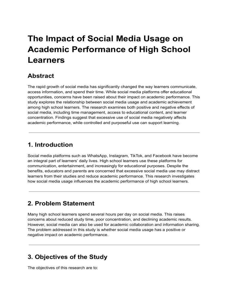 Social Media's Impact on Academic Performance