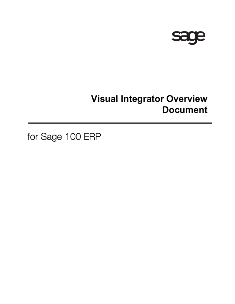 Sage 100 ERP Visual Integrator Guide