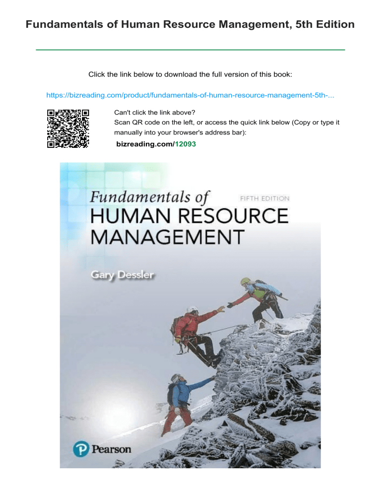 Fundamentals of Human Resource Management 5th Edition Textbook