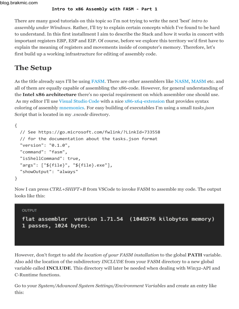 x86 Assembly Tutorial with FASM Part 1