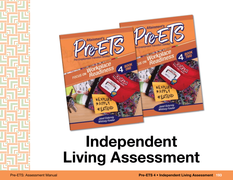 Pre-ETS Independent Living Assessment Manual