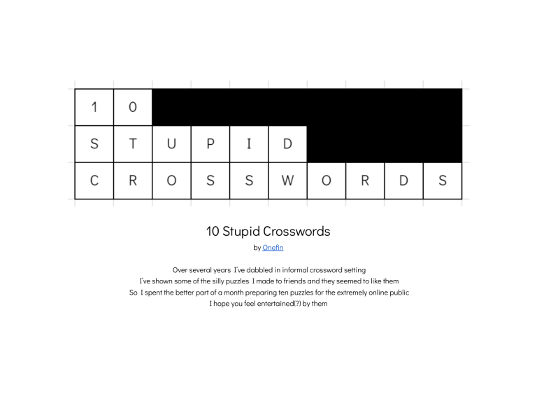10 Stupid Crosswords: Fun Puzzles by Onefin