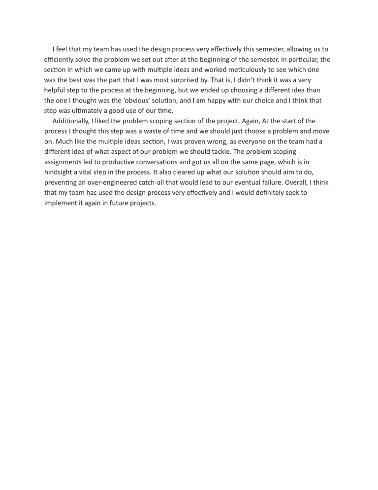 Team Design Process Reflection: Problem Scoping & Idea Generation