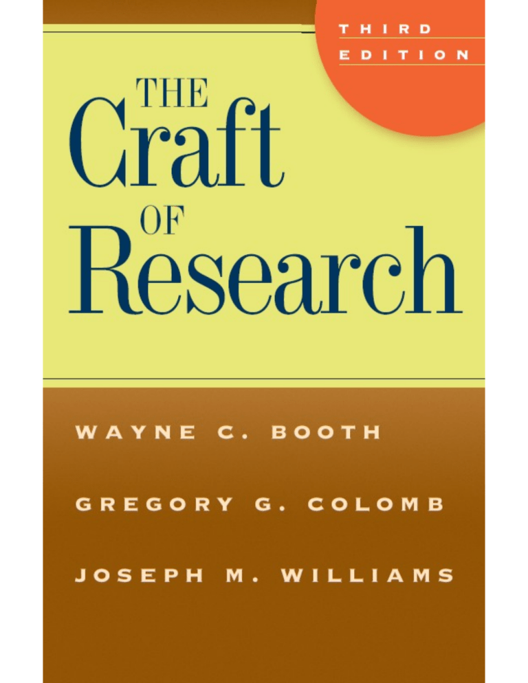 The Craft of Research: A Guide to Research Methods