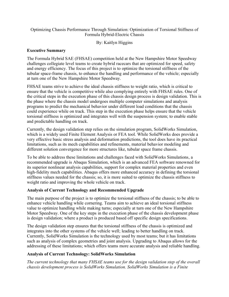 Optimizing Chassis Torsional Stiffness: Simulation for Formula Hybrid Cars