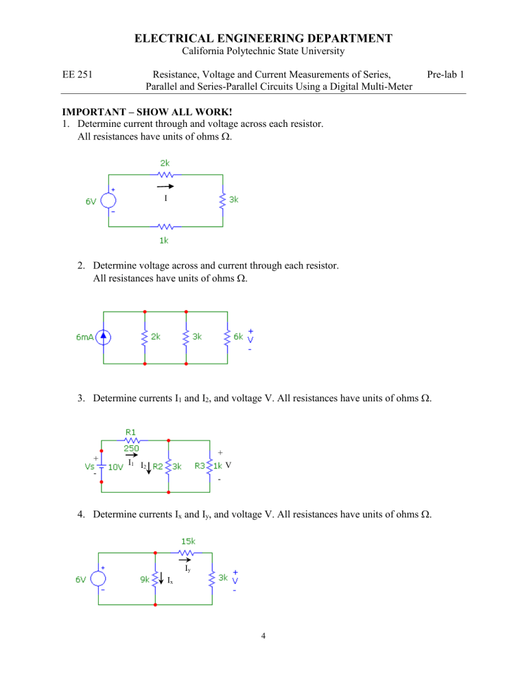 EE 251 Lab Manual: Circuit Measurements with Digital Multimeter